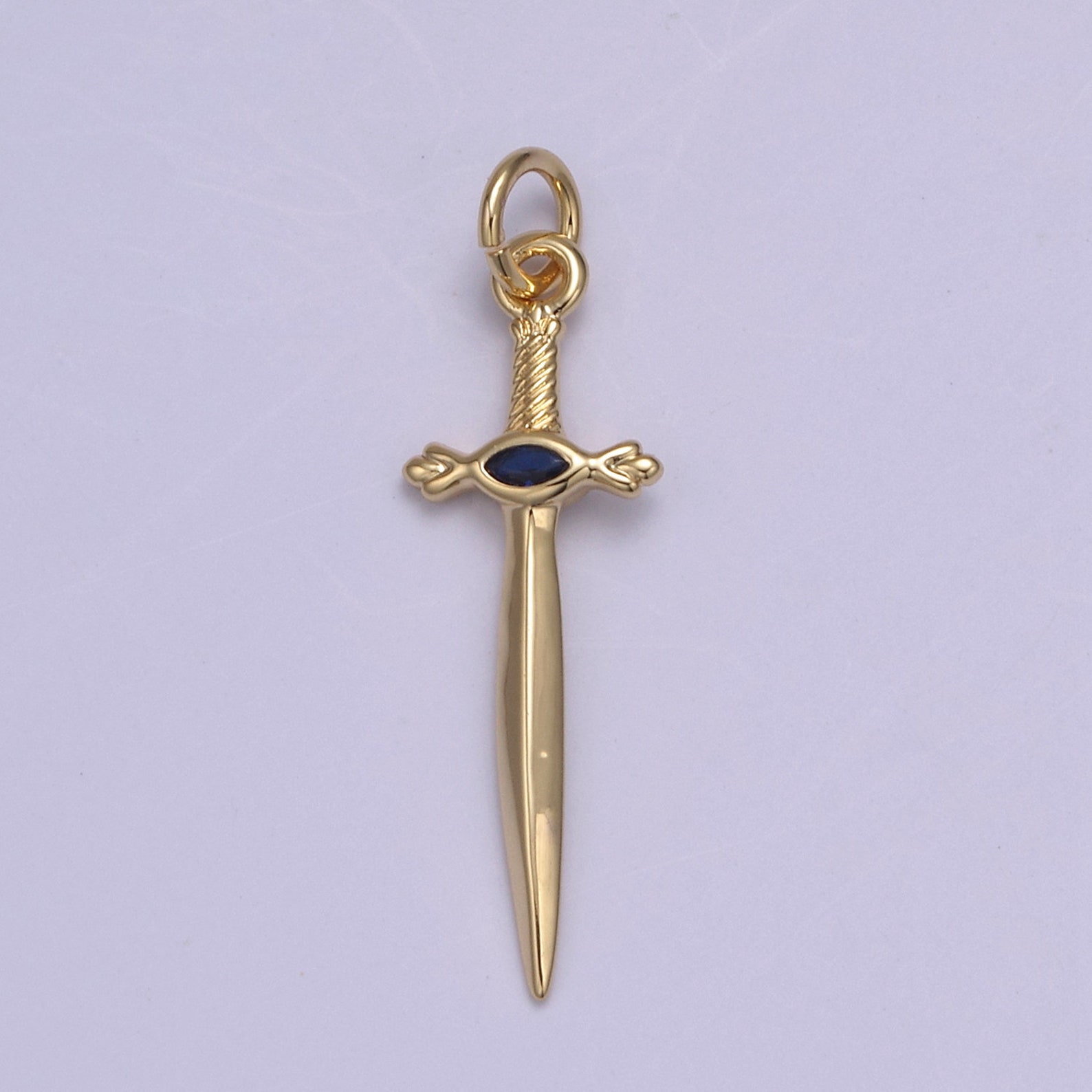 Dainty Sword Inlay CZ Gemstone With 4 Color Option Dagger - Etsy