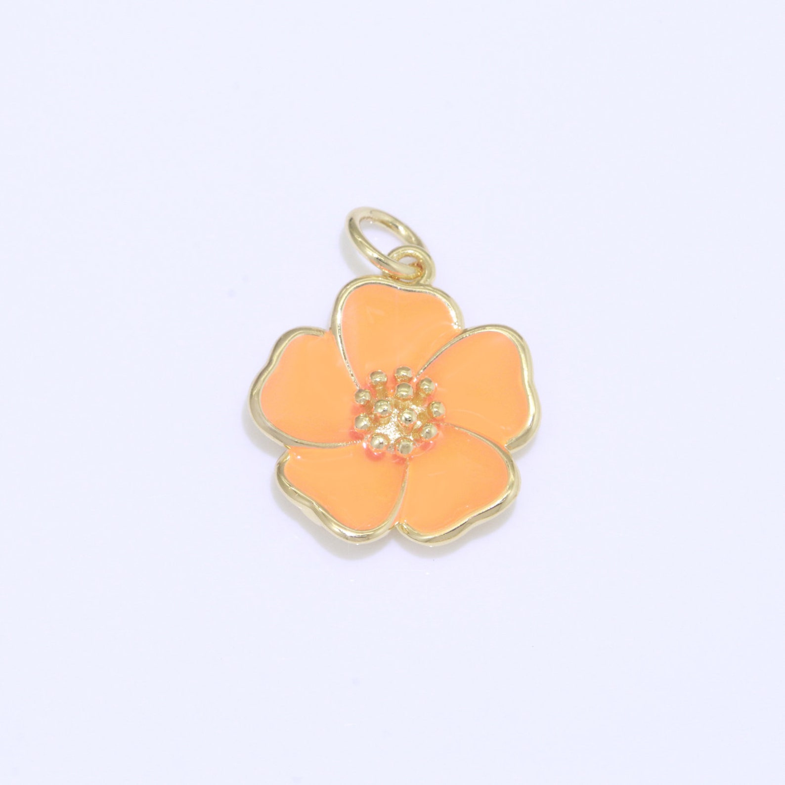 Dainty Hibiscus Charm Tropical Flower Gold Filled Enamel Charm - Etsy