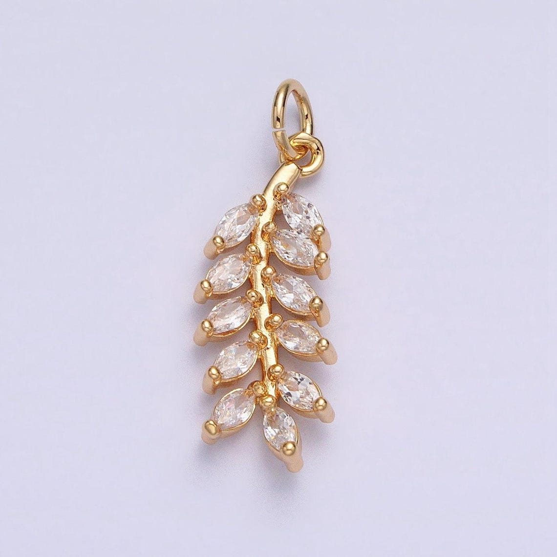 Dainty Olive Branch Charm, 24k Gold Filled, Leaf Pendants Cubic ...