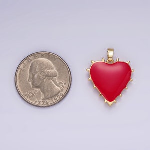 Dainty Red Enamel Heart Spikey Heart Charm 14k Gold Filled Heart ...
