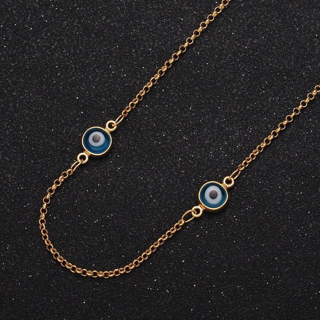 Gold Evil Eye Satellite Chain by Yard Enamel Evil Eye Beaded Satellite ...