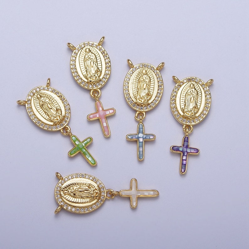 Dainty Virgin Mary Centerpiece Y Connector Rosary Charm With - Etsy