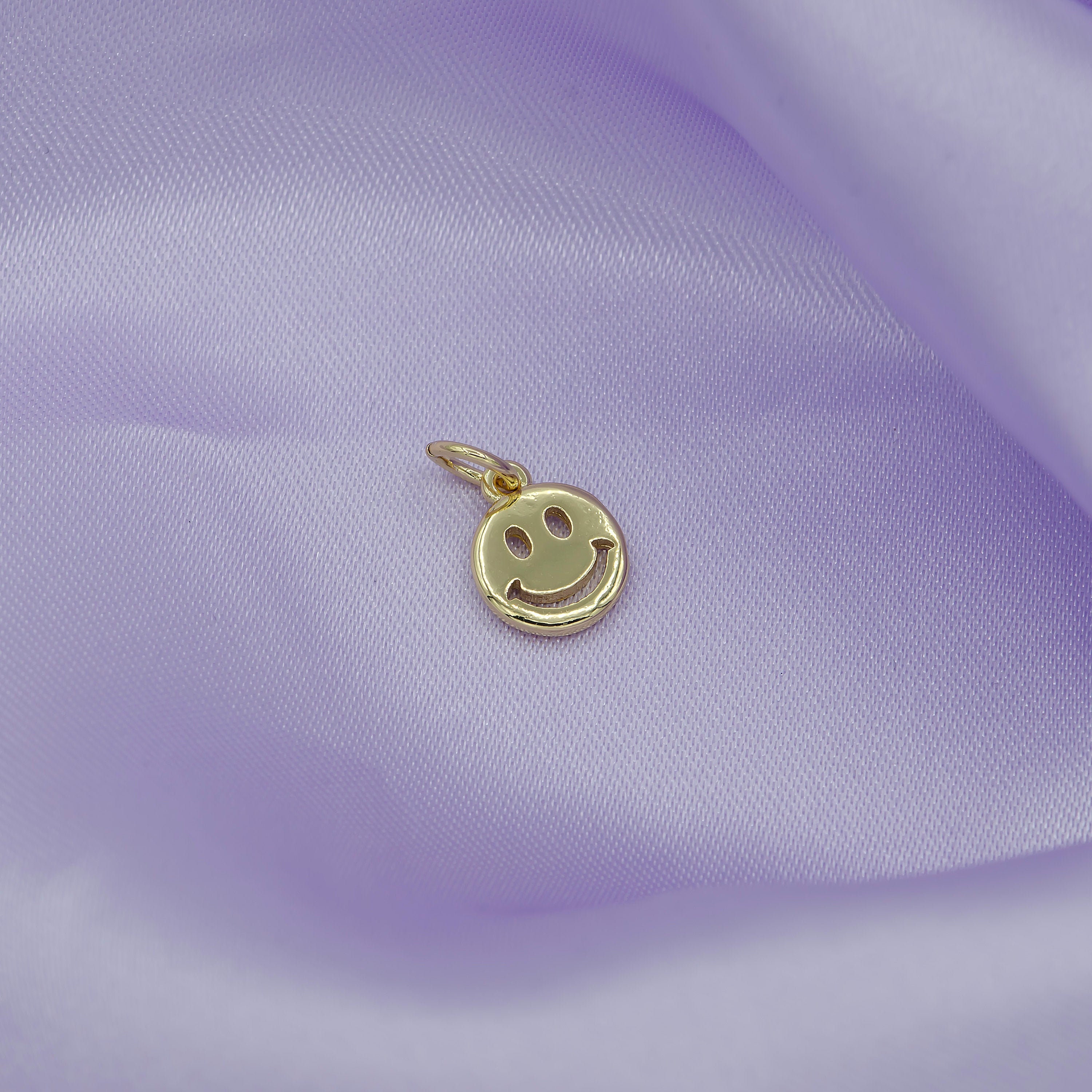 Mini Gold Happy Face Charm Double Sided Smile Face - Etsy