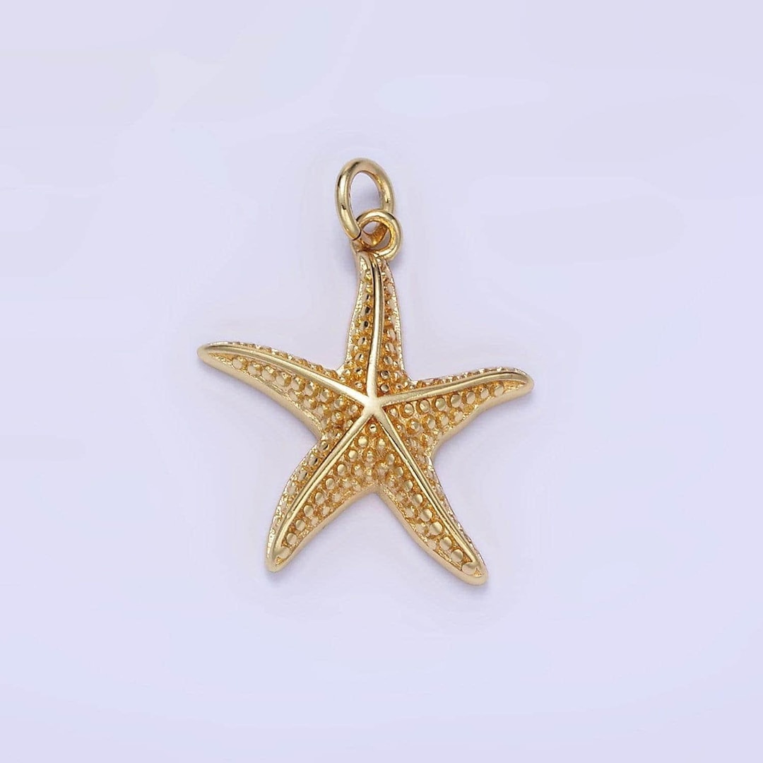 Gold Starfish Charms 24k Gold Filled Sea Star Pendant Starfish Charm ...