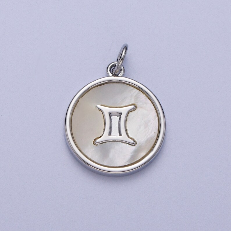 Shell Pearl Silver Zodiac Signs Medallion Pendant White Gold - Etsy