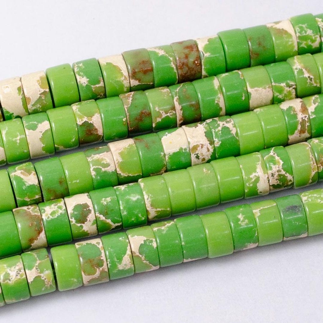 Gemstone Green Natural Sea Sediment Jasper Heishi Gemstone Heishi Discs ...