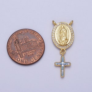 Dainty Virgin Mary Centerpiece Y Connector Rosary Charm With Cross ...
