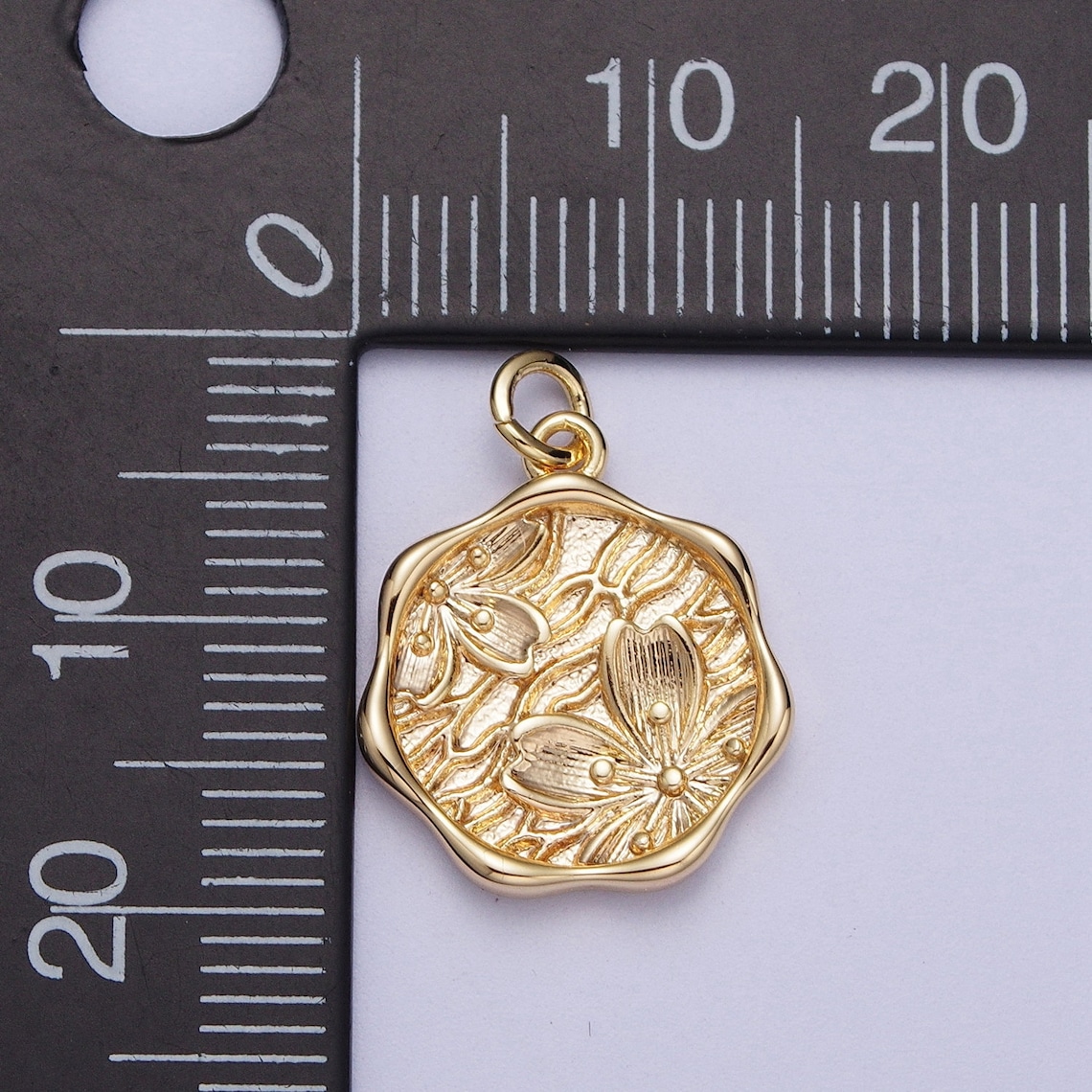 Gold Embossed Cherry Blossom Flowers Medallion Pendant 16K - Etsy