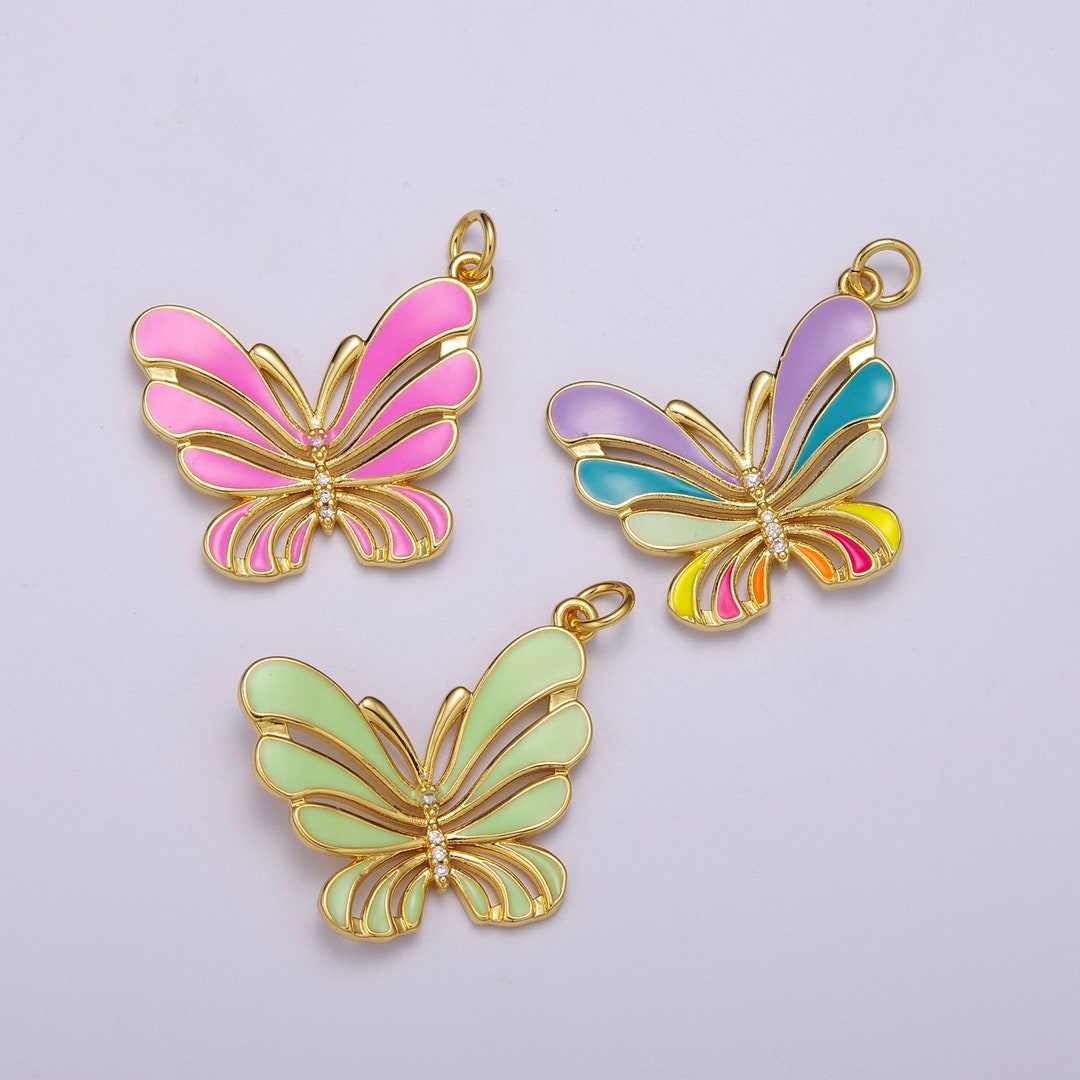 1x Elegant Monarch Butterfly Charm, Enamel Butterfly Pendant for ...