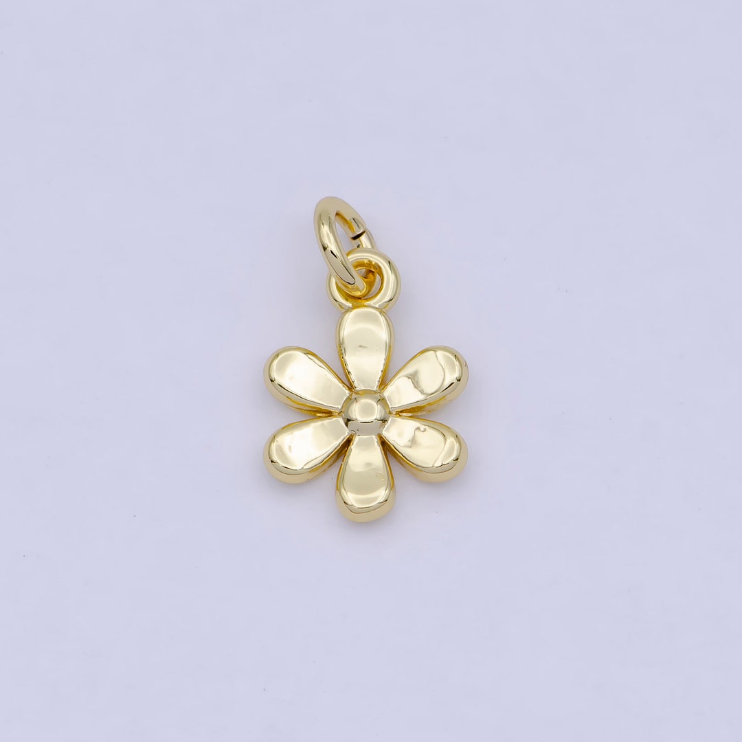Dainty Gold Daisy Flower Pendant, 24K Gold Plated Minimalistic Floral ...