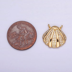 16K Gold Filled 15mm Clear Micro Paved CZ Sea Clam Shell Connector ...