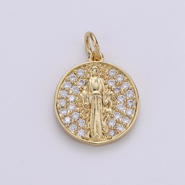 14k Gf Gold Coin Miraculous Virgin Mary Medallion Necklace - Etsy
