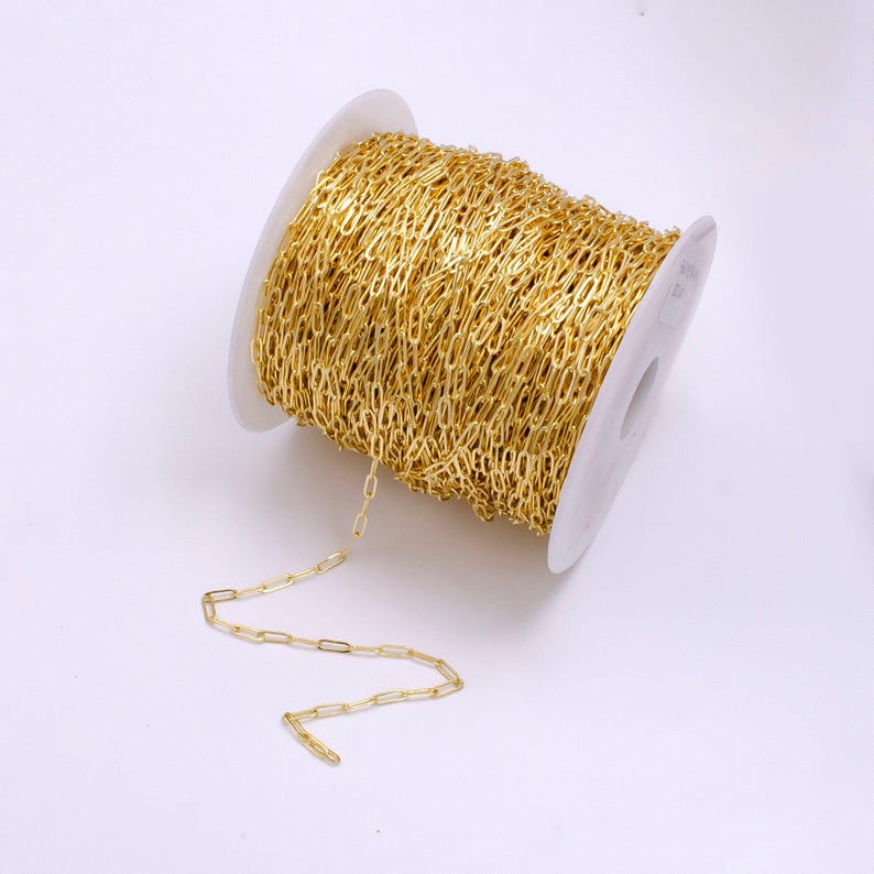 14k Gold Filled 3mm Minimalist Paperclip Unfinished Chain for Jewelry ...