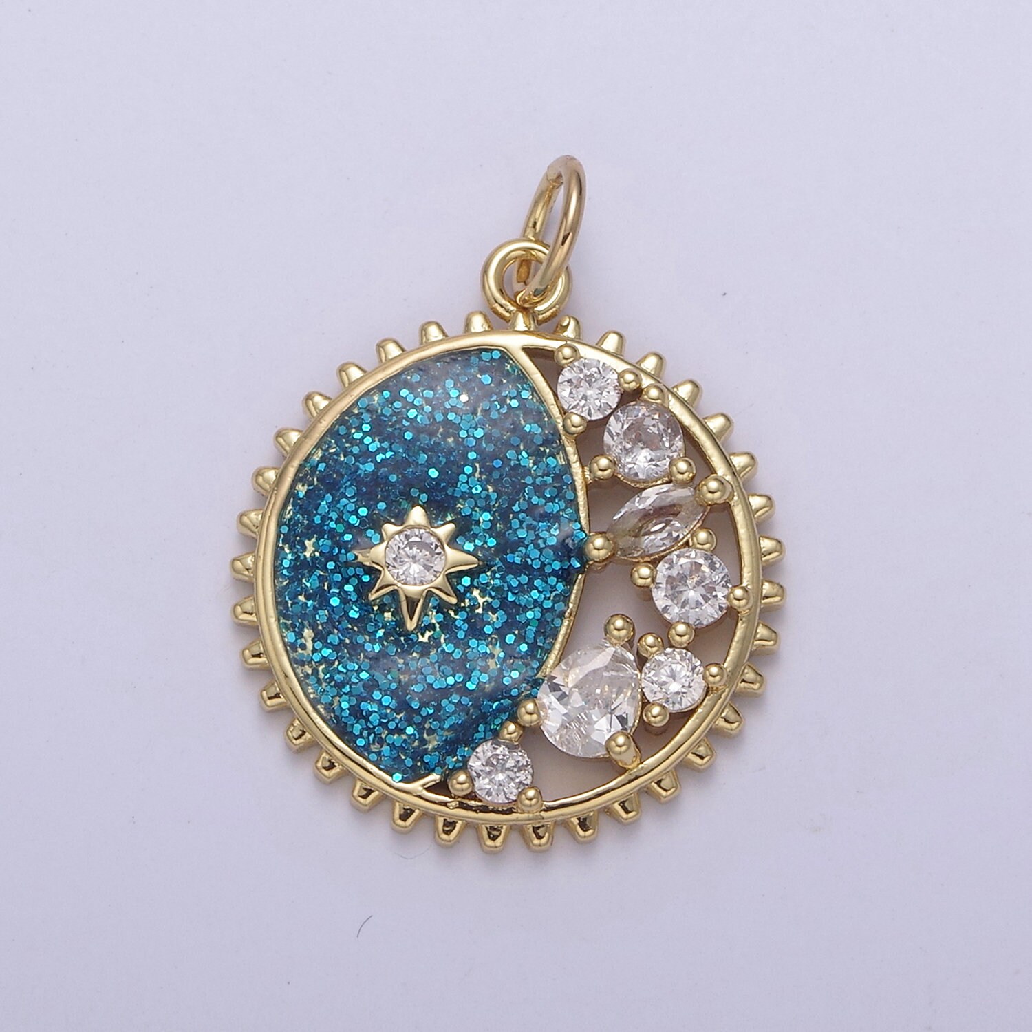 Starburst Star Glitter Sparkle Coin Charm Celestial Pendant - Etsy