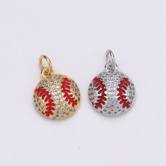 14k Gold Baseball Charm Ball Charm Baseball Player Gift - Etsy