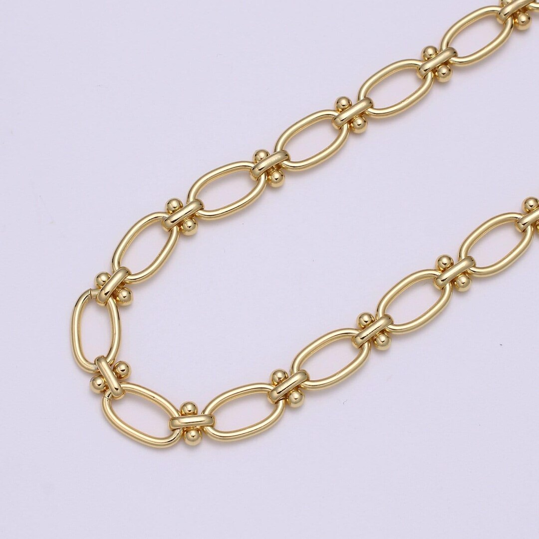 Gold Oval Rolo and Cross Chain by Yard, Figure 8 Oval Link Chain, Fancy ...
