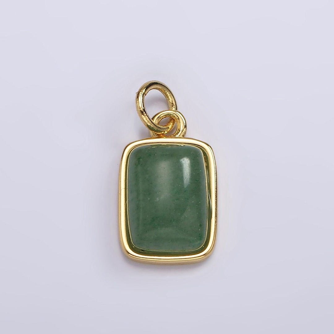 Dainty Natural Green Aventurine Pendant With Gold Filled Metal Tag ...