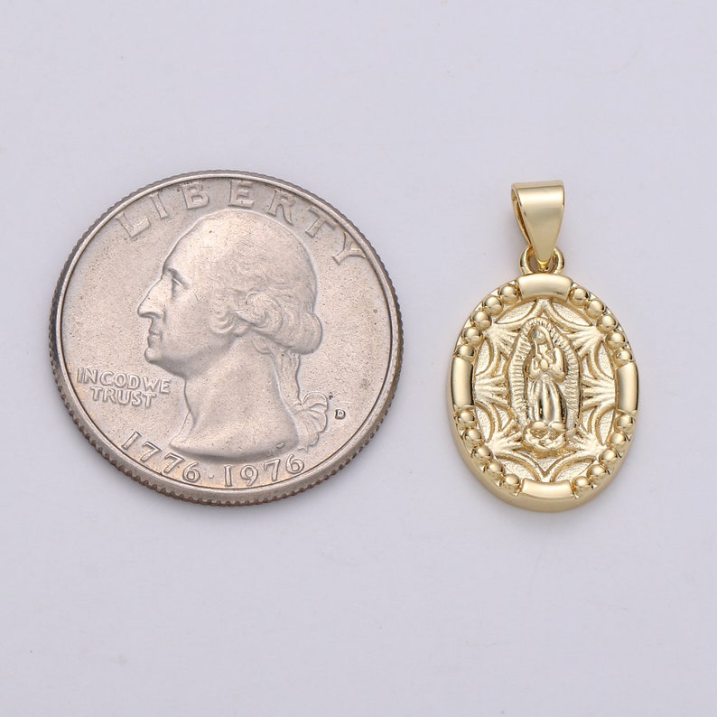 Blessed Virgin Mary 14K Gold Charm Mother Mary Pendant Oval - Etsy