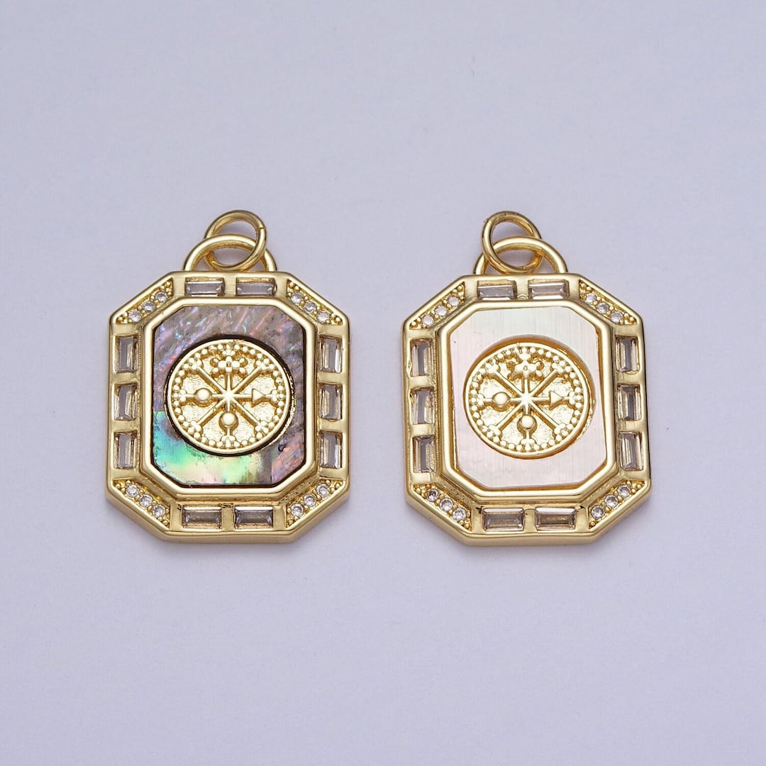 24k Gold Filled Octagon Pendant Necklace, Dainty Tag, Rectangular ...