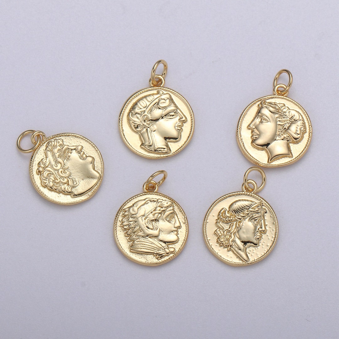 Double Sided 24k Gold Hercules Coin Pendant Ancient Coin Pendant, Greek ...