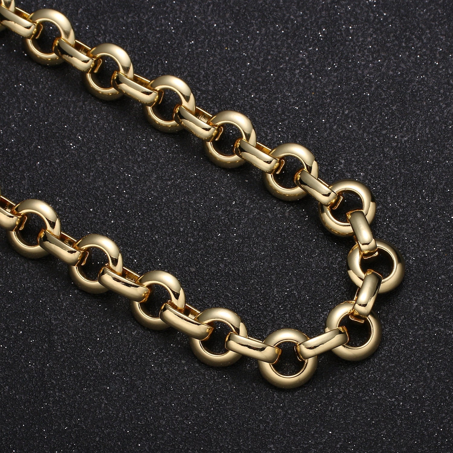 Both Faces Rolo Chain 24K Gold by Yard Fancy Link Chain | Etsy