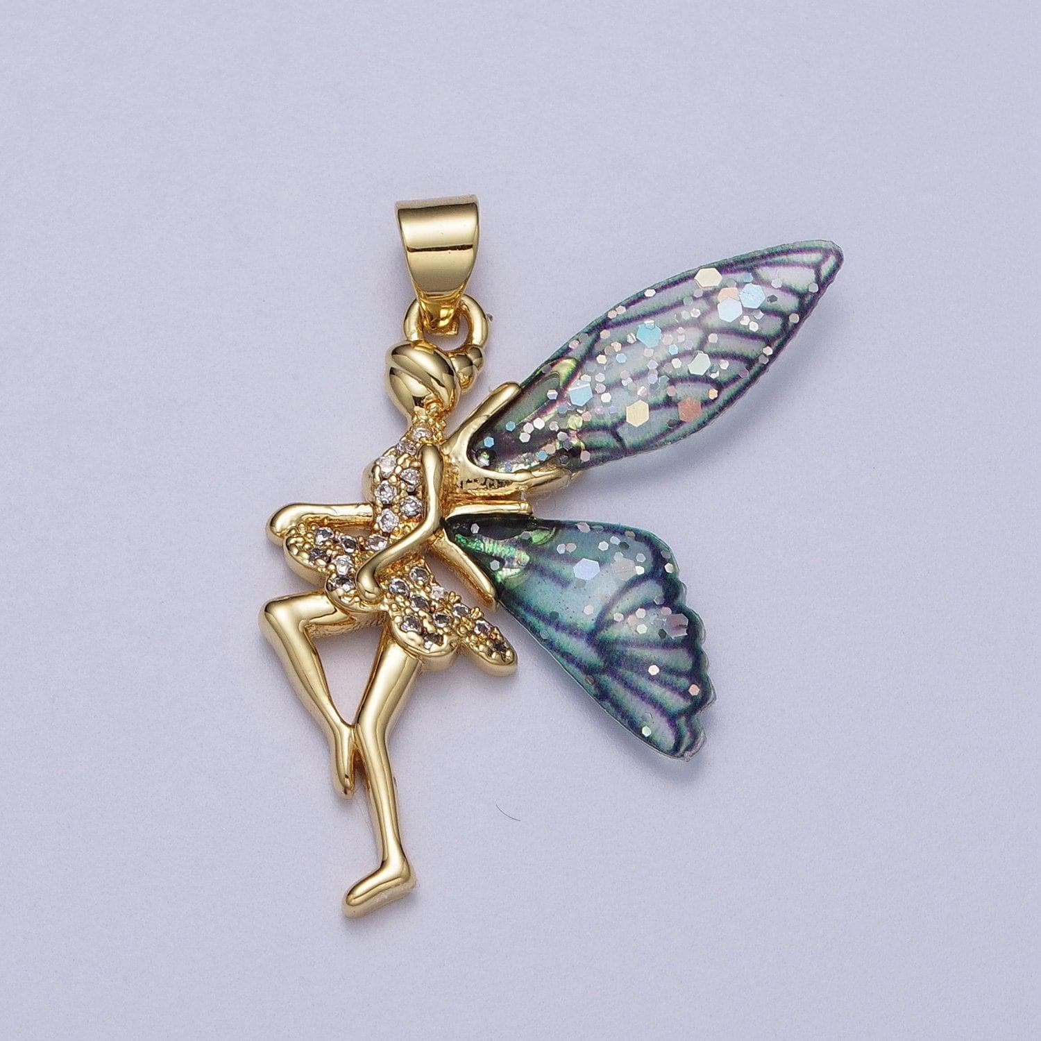 Large Fairy Pendant Art Nouveau Pixie Gold Charms Whimsical Faerie ...