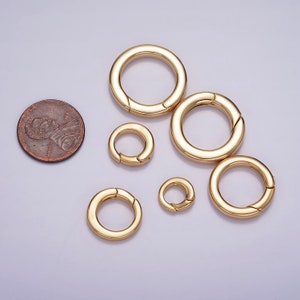 18K Gold Filled Push Gate Ring Charm Holder Bail for Charm Jewelry Kit ...