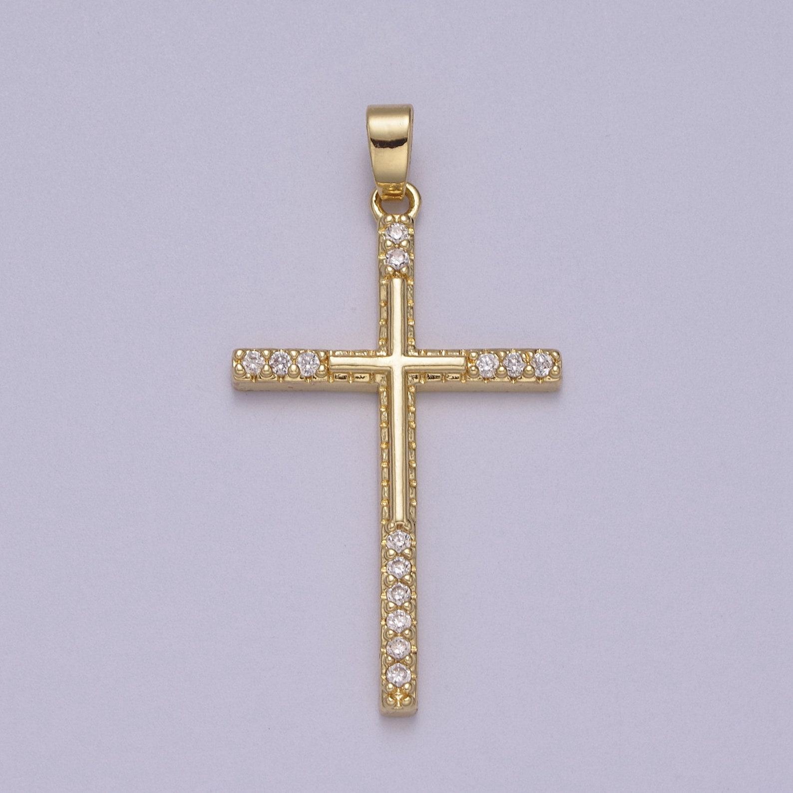 Dainty Simple Cross Pendant 14K Gold Filled Micro Pave | DIY Charm ...