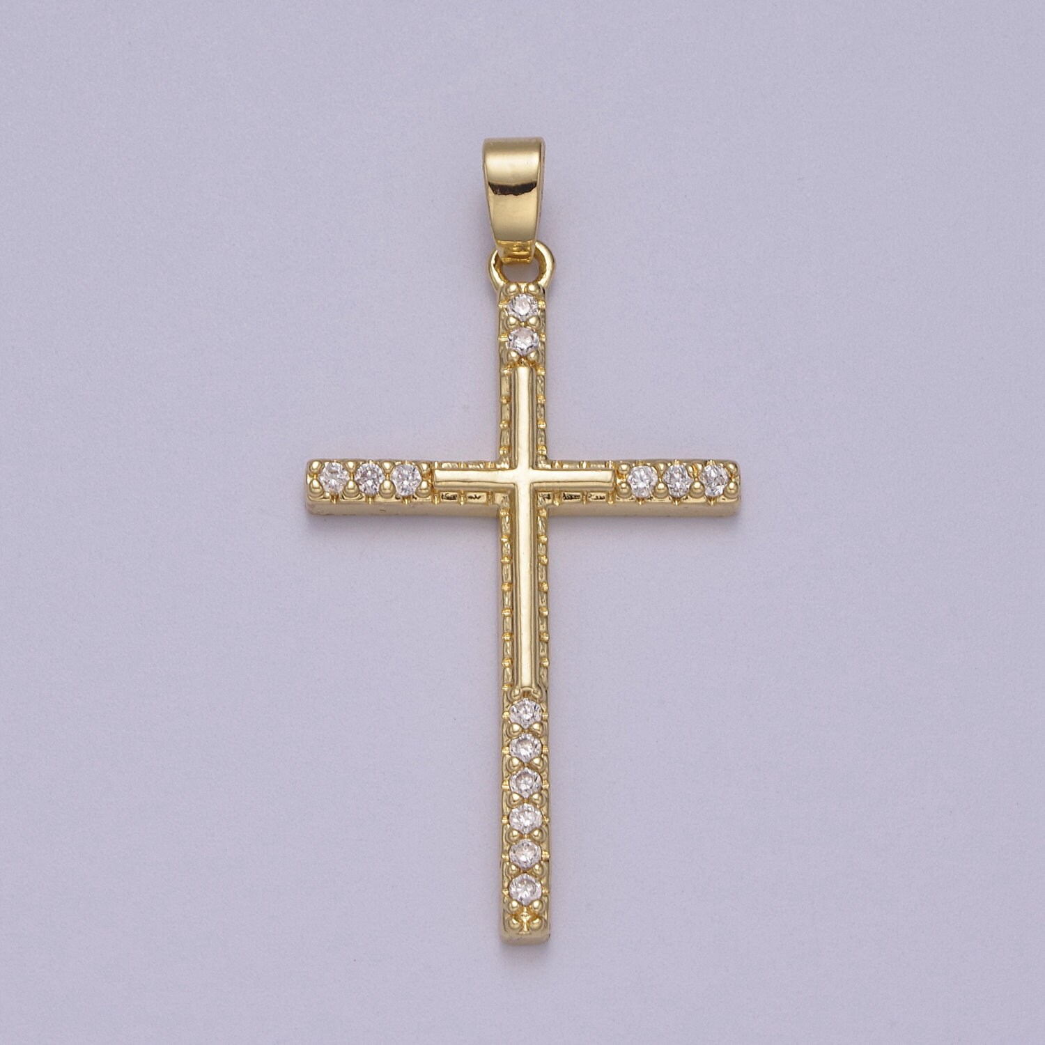 Dainty Simple Cross Pendant 14K Gold Filled Micro Pave | DIY Charm ...