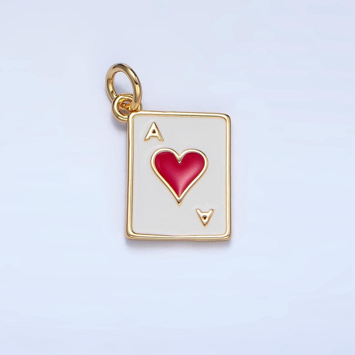 Dainty 24k Gold Filled Heart Ace Playing Card Charm Ace of Spade Poker ...