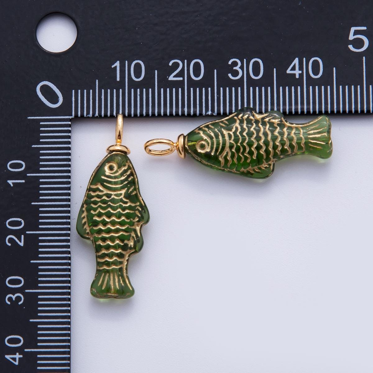 18K Gold Filled Green Gold Scaled Fish Drop Charm | AF296 - Etsy