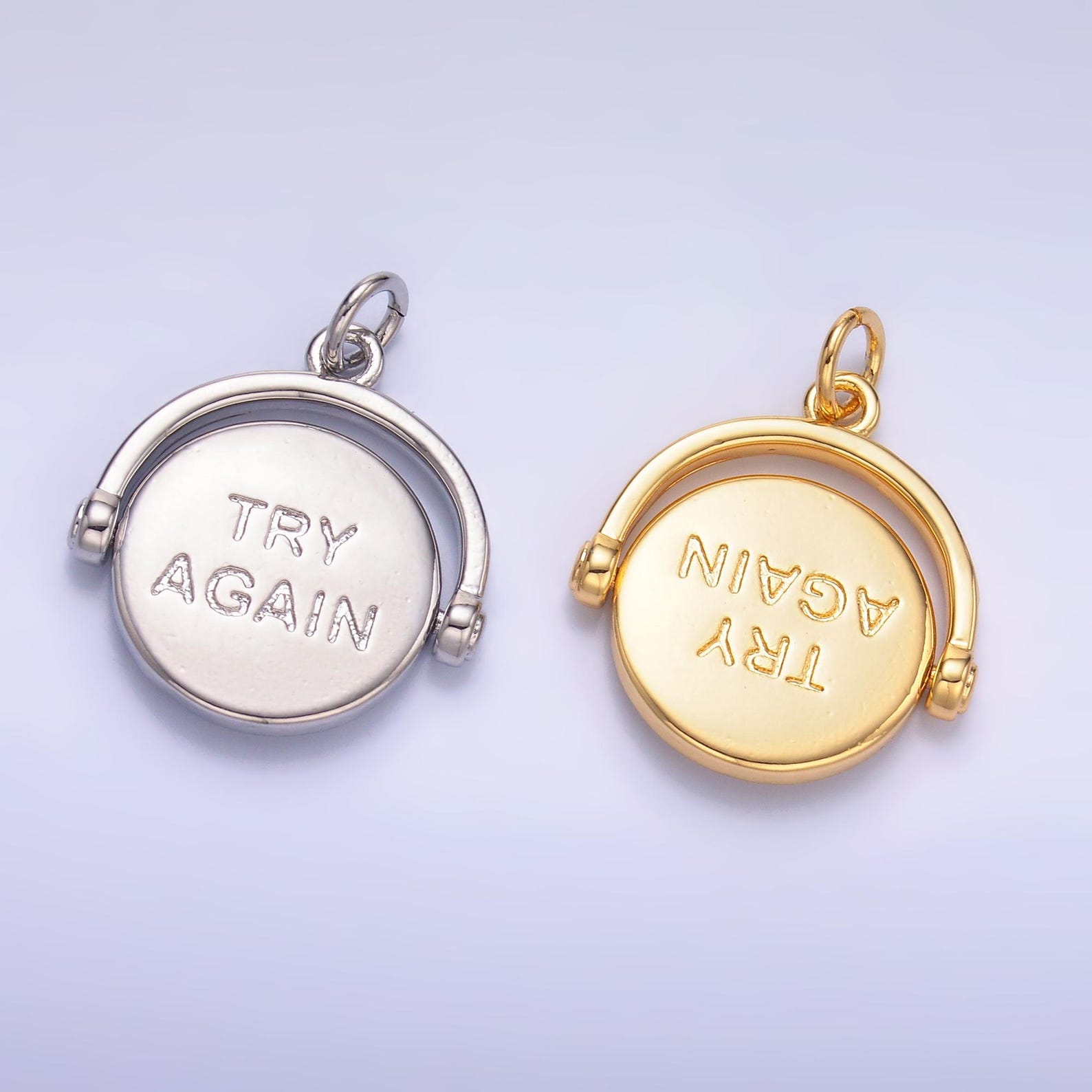 Double Sided Dainty Gold Filled Good Luck Coin Charm Fortune Coin Try ...