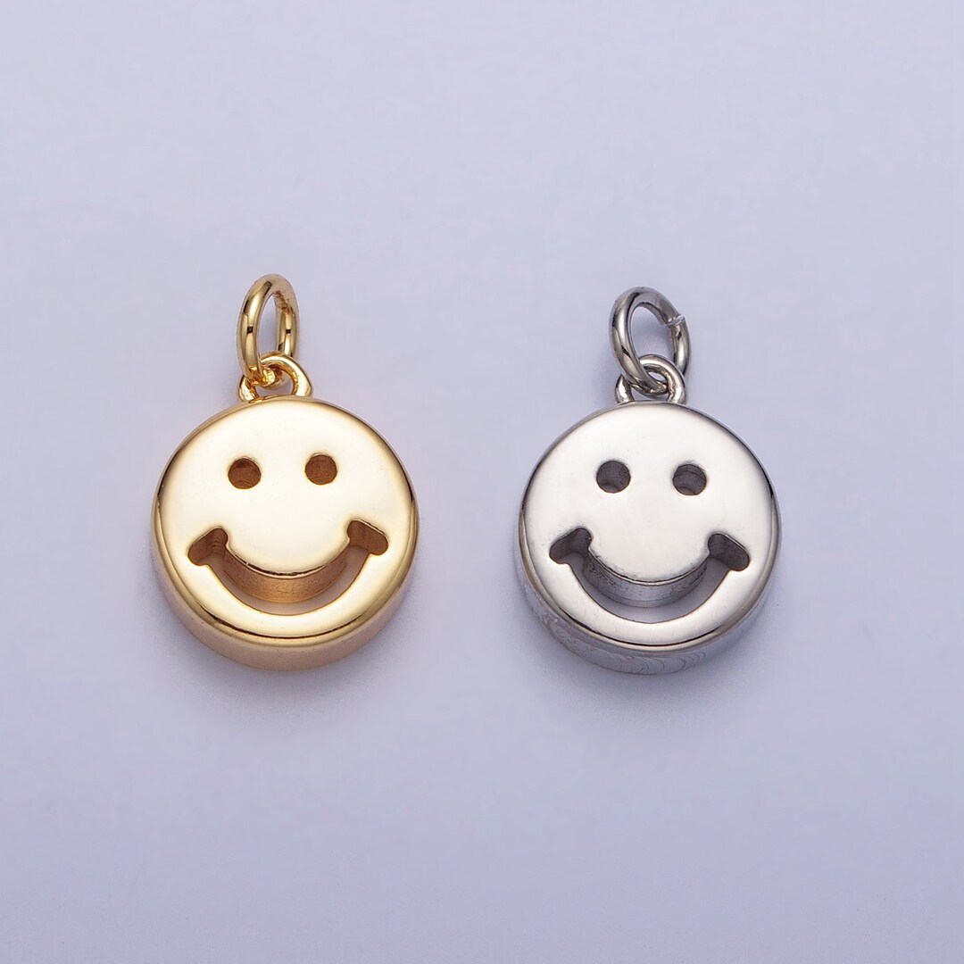 Mini Gold Happy Face Charm Silver Smile Face Charm for Bracelet ...