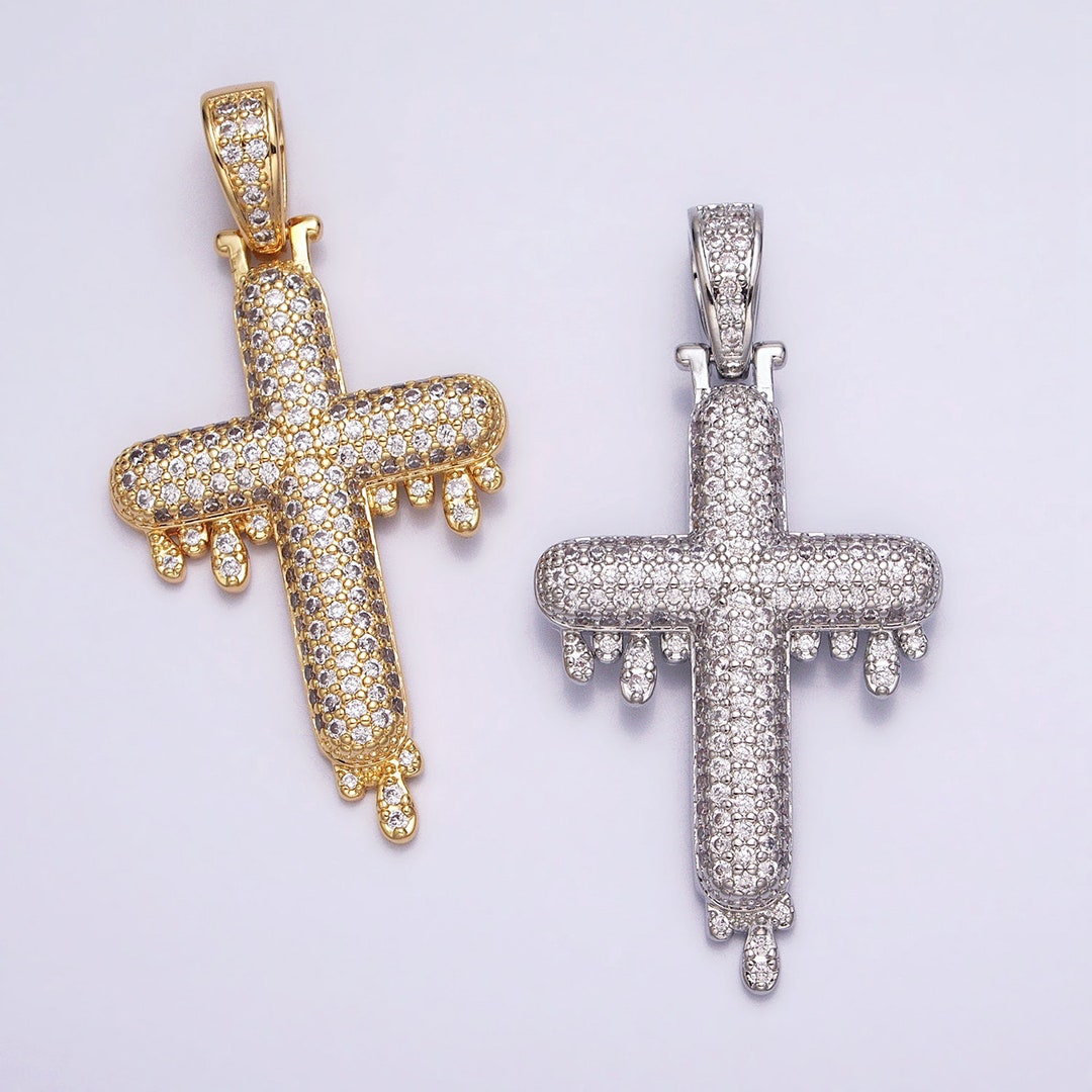 Iced Out Cubic Cross Pendant in 16k Gold Filled Charm for Hip Hop ...