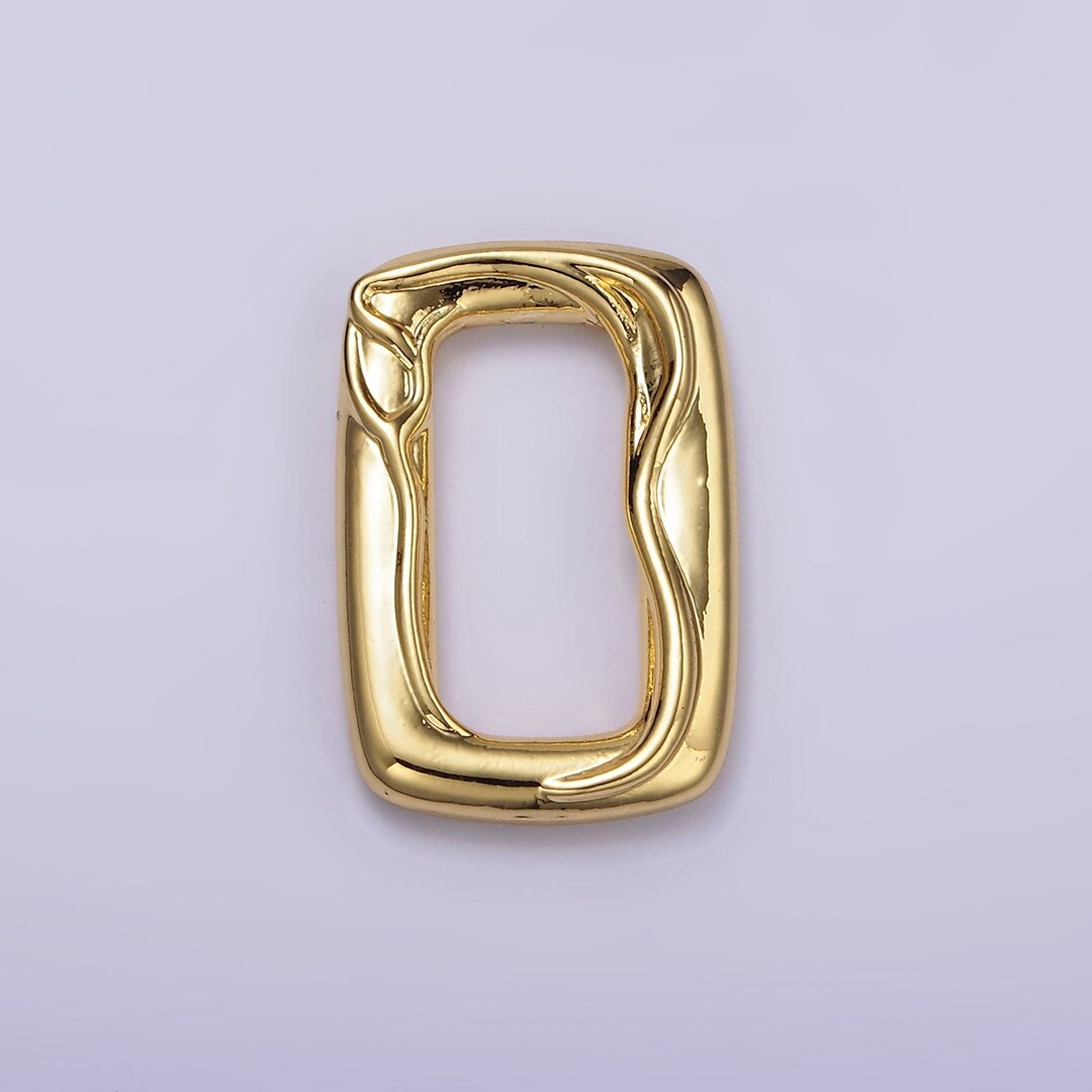 14K Gold Filled Rectangle Gold Molten Charm Abstract Geometric - Etsy