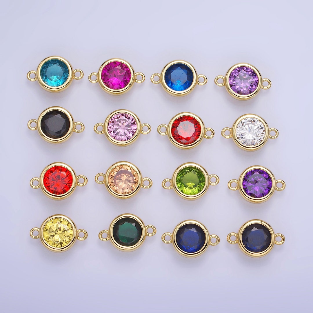 10mm Birthstone Charm Connector 14k Gold Filled Wholesale Birthstone ...