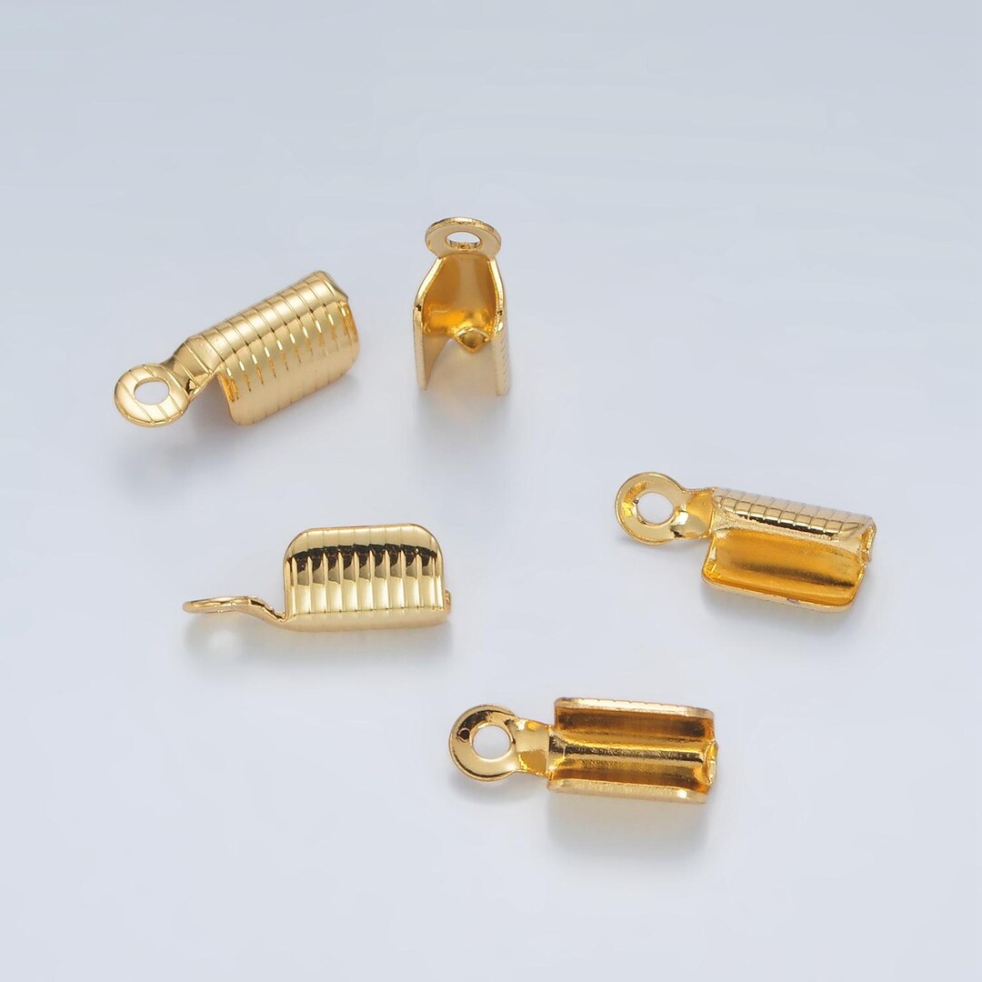 1x Mini Gold Filled Crimps Fold Over Cord Ends - Crimp End Cap Clamps ...