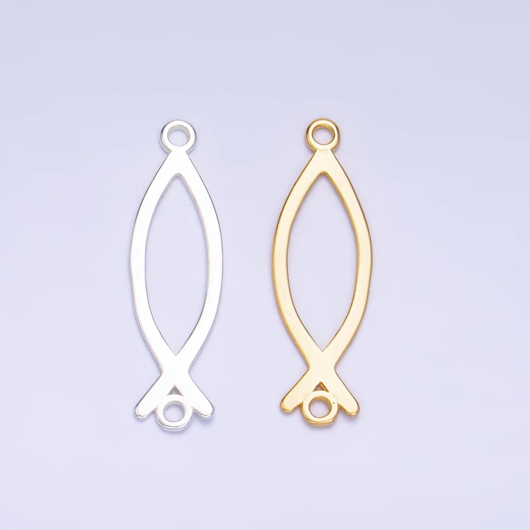 Dainty Ichthus Christian Fish Charm S925 Sterling Silver Fish Charm ...