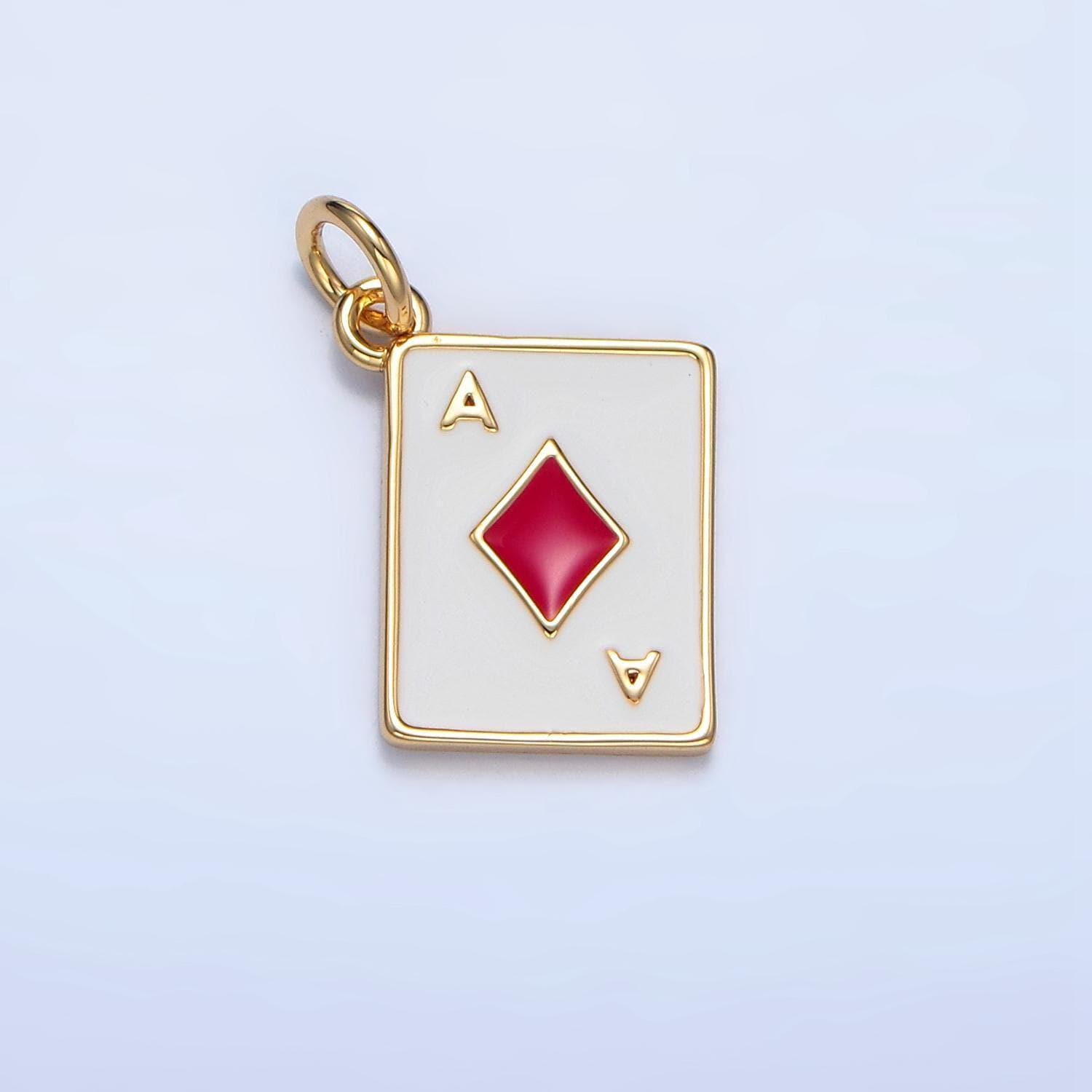 Dainty 24k Gold Filled Heart Ace Playing Card Charm Ace of Spade Poker ...