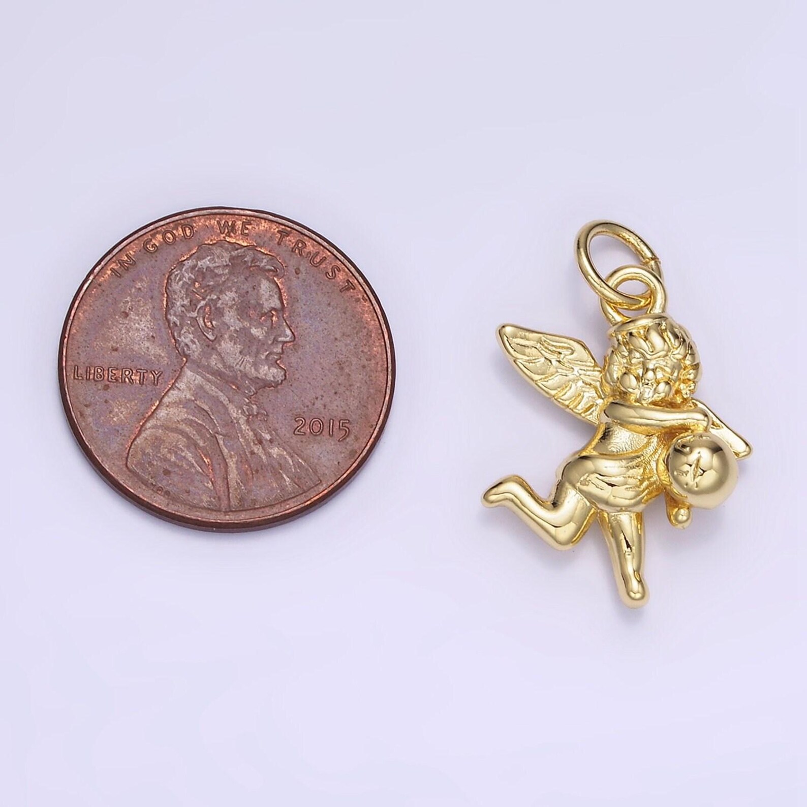 14k Gold Filled Ball Running Cherub Baby Angel Charm in Gold & Silver ...
