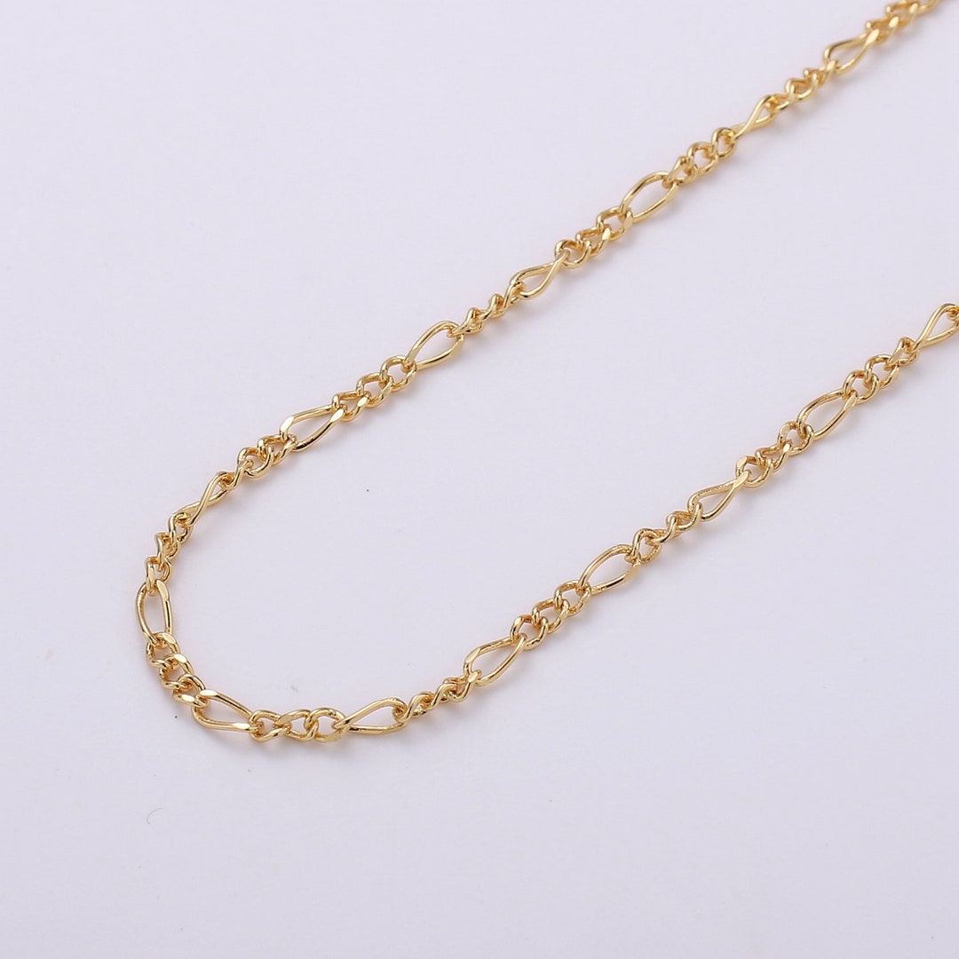 Gold Fancy Figaro Chain by Yard, Cable Figaro Chain, Wholesale Bulk ...