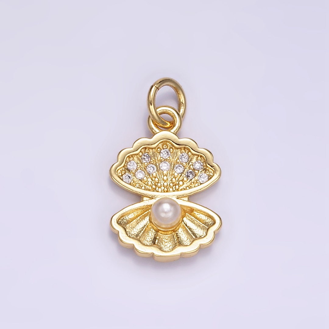 Mini Clam Pearl Shell Charm for Bracelet Necklace Earring Component ...
