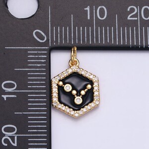 16k Gold Filled Hexagon Enamel Star Constellation Charm Dainty Zodiac ...