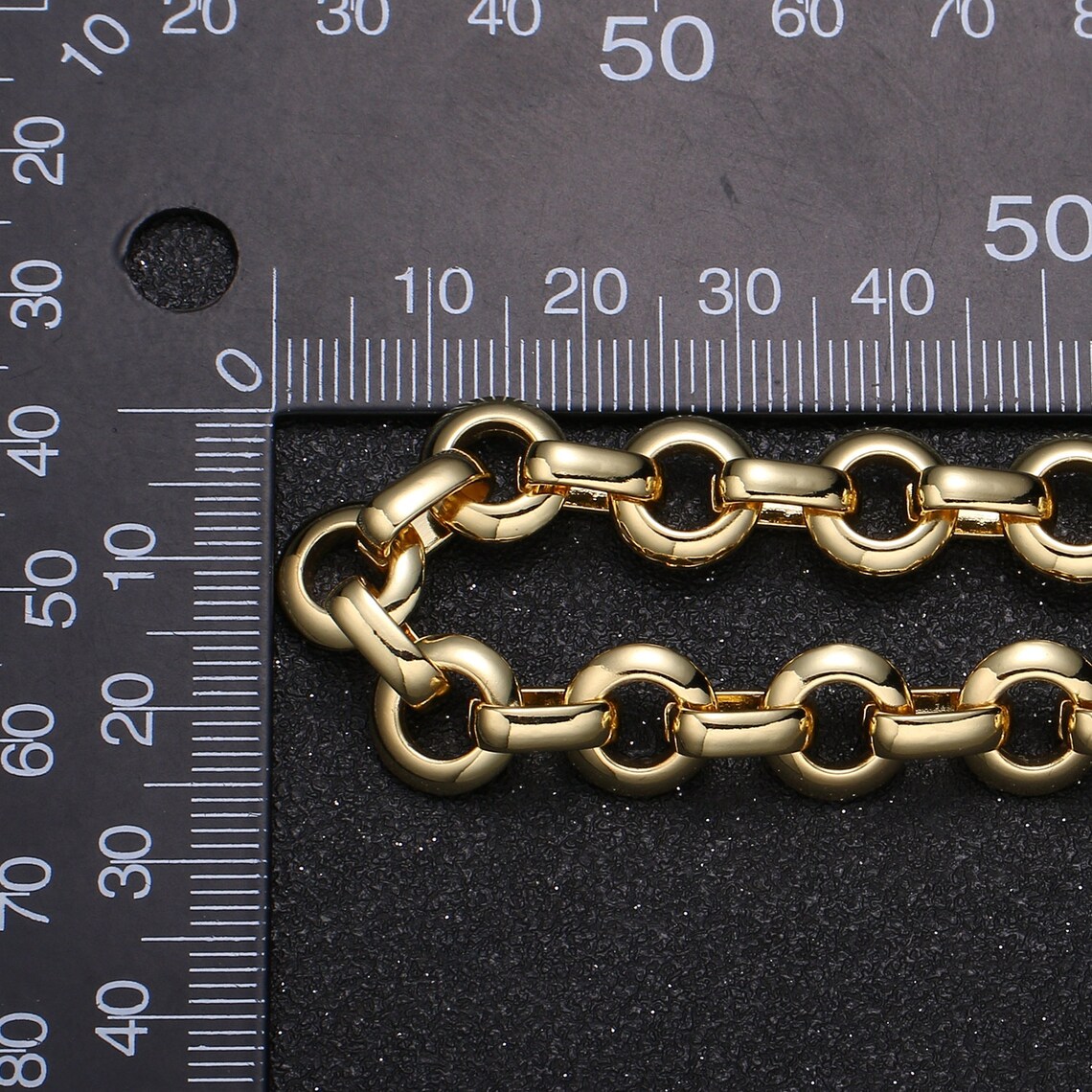 Both Faces Rolo Chain 24K Gold by Yard Fancy Link Chain | Etsy