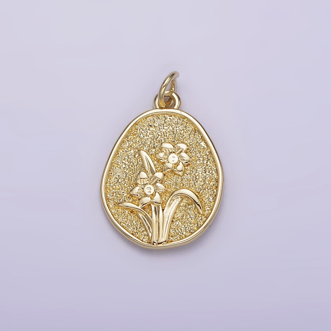 14K Gold Filled Daffodil March Birth Flower Hammered Stamped ...