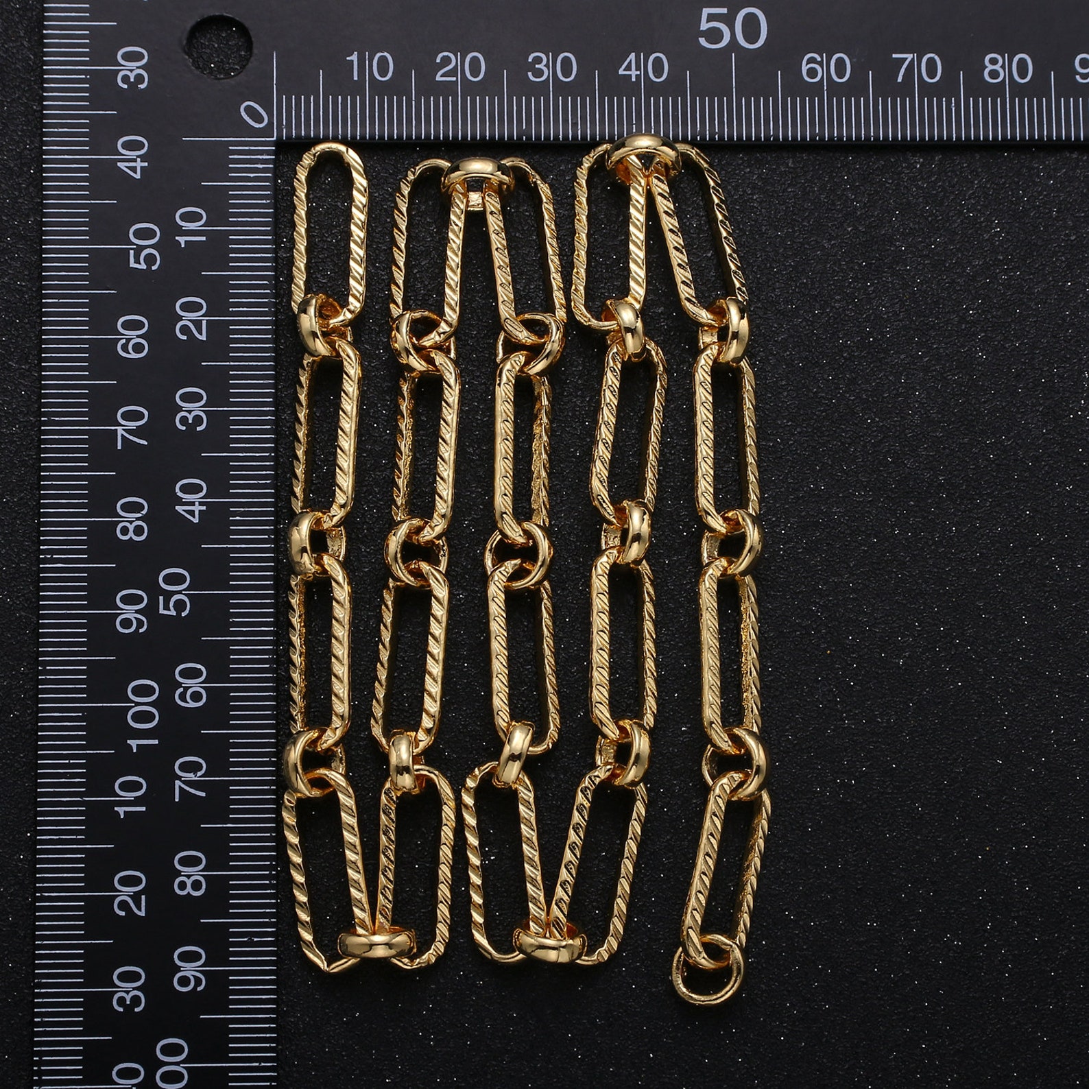 24K Gold Rolo Cable Paperclip Chain by Yard Link Cable Thick - Etsy