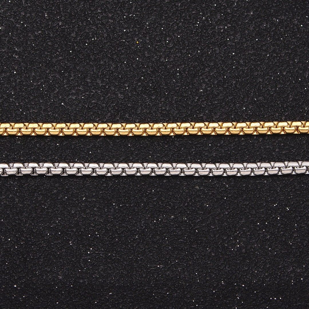 Stainless Steel Box Chain Necklace 2mm Thick Gold Box Chain 17.7 Inches ...