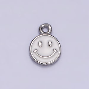 Mini White Enamel Gold Filled Happy Face Charms Emoticon Pendant AC1332 ...
