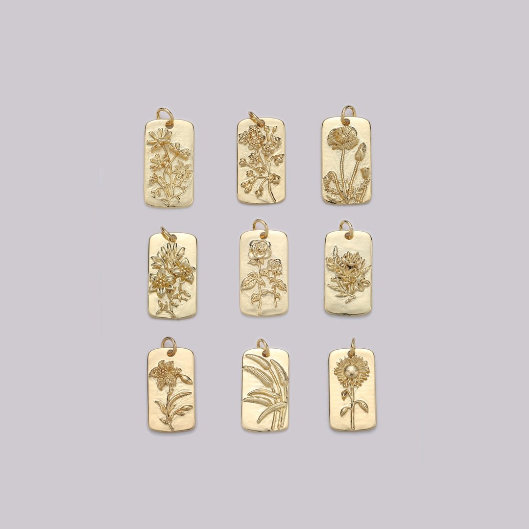 1x Gold Flower Charms, Wild Flower Pendant, Dainty Flower Charm, Sun ...