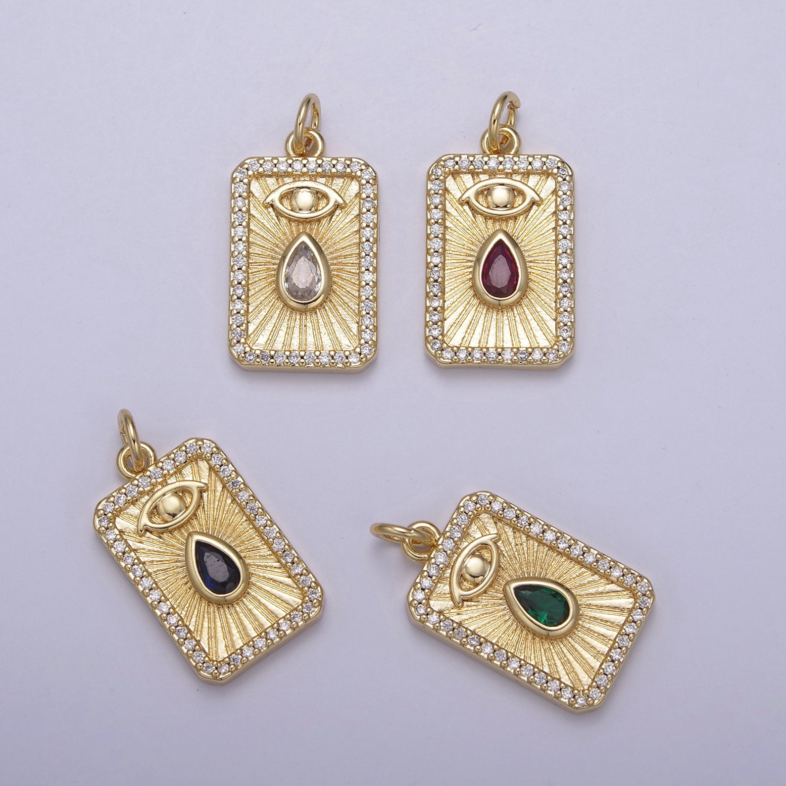14K Gold Filled Evil Eye Pendant With 4 CZ Color Option DIY - Etsy